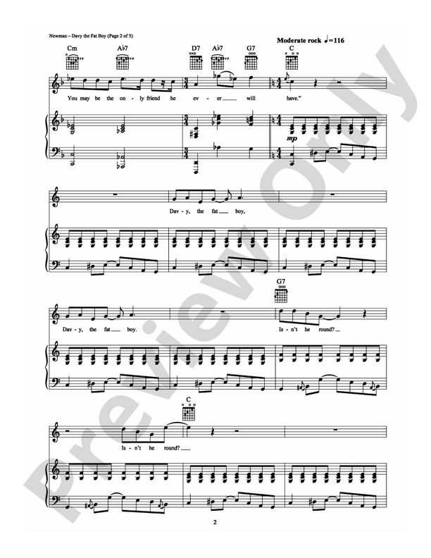 Davy the Fat Boy: Piano/Vocal/Chords: Randy Newman - Digital Sheet ...