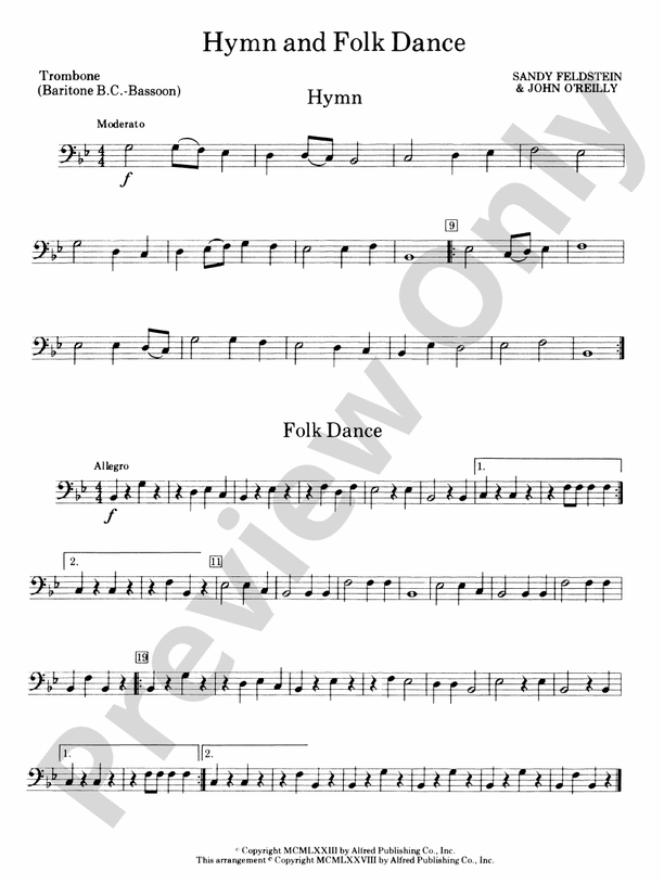 Hymn and Folk Dance: 1st Trombone: 1st Trombone Part - Digital Sheet ...