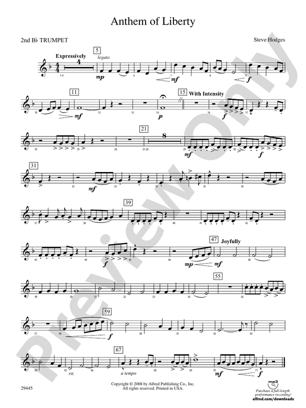 Anthem of Liberty: 2nd B-flat Trumpet: 2nd B-flat Trumpet Part - Digital Sheet Music Download