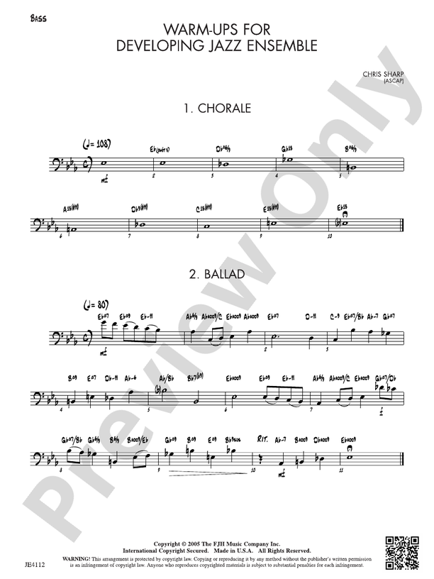 Warm-Ups for Developing Jazz Ensemble: Bass: Bass Part: Chris Sharp ...