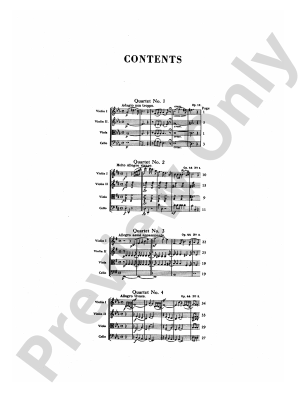 String Quartets, Op. 12; Op. 44, Nos. 1, 2 & 3: 2nd Violin: 2nd Violin Part - Digital Sheet ...