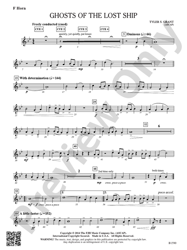 Ghosts of the Lost Ship: F Horn: F Horn Part: Tyler S. Grant - Digital Sheet Music Download