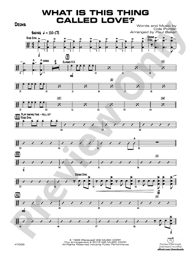 What Is This Thing Called Love?: Drums: Drums Part - Digital Sheet ...