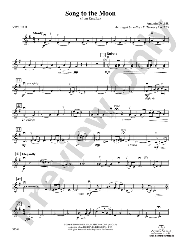 Song to the Moon (From Rusalka): 2nd Violin: 2nd Violin Part - Digital ...