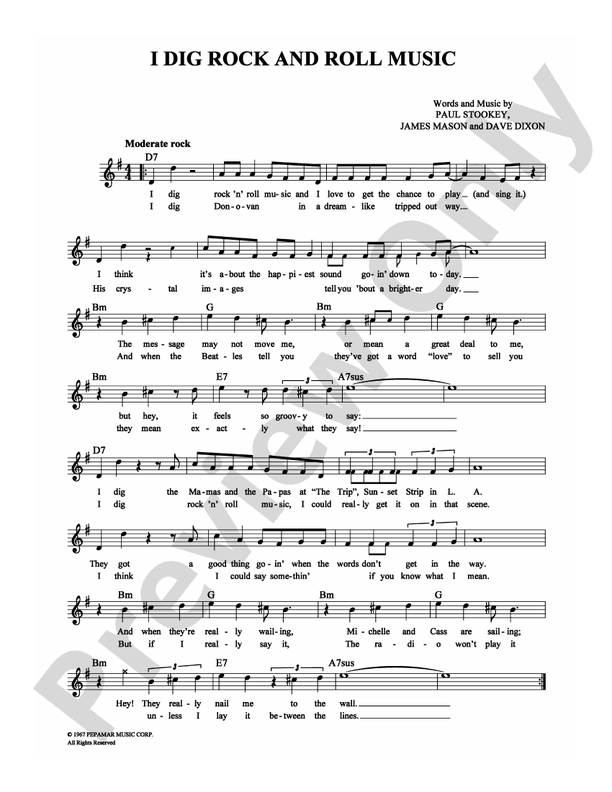 I Dig Rock and Roll Music: Lead Sheet: Peter, Paul & Mary - Digital ...