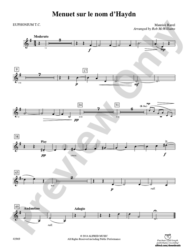 Menuet sur le nom d'Haydn: Baritone T.C.: Baritone T.C. Part - Digital ...