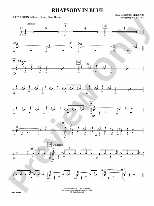 Rhapsody in Blue™: 1st Percussion: 1st Percussion Part - Digital Sheet ...