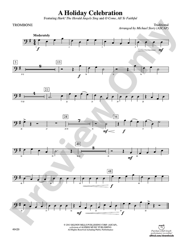 A Holiday Celebration: 1st Trombone: 1st Trombone Part - Digital Sheet ...