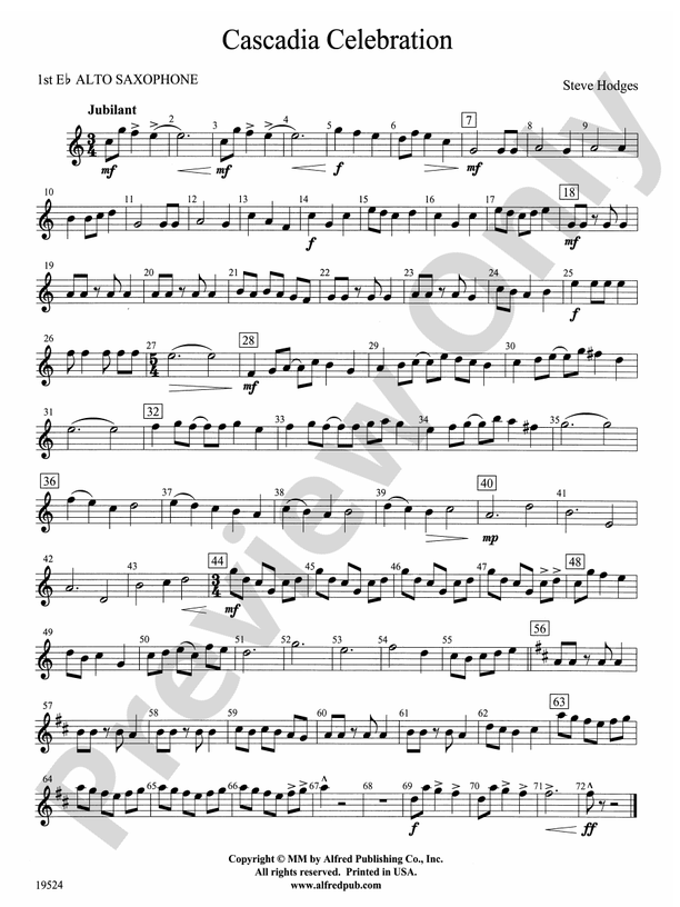 Cascadia Celebration: E-flat Alto Saxophone: E-flat Alto Saxophone Part - Digital Sheet Music ...