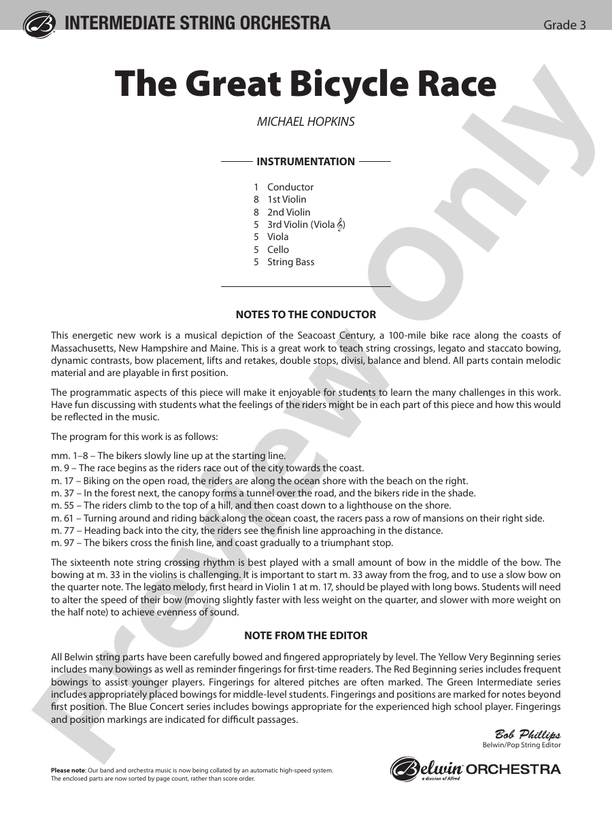 The Great Bicycle Race: Score: String Orchestra Score - Digital Sheet ...