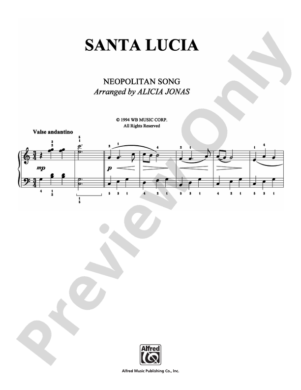 Santa Lucia: Piano: Traditional - Digital Sheet Music Download