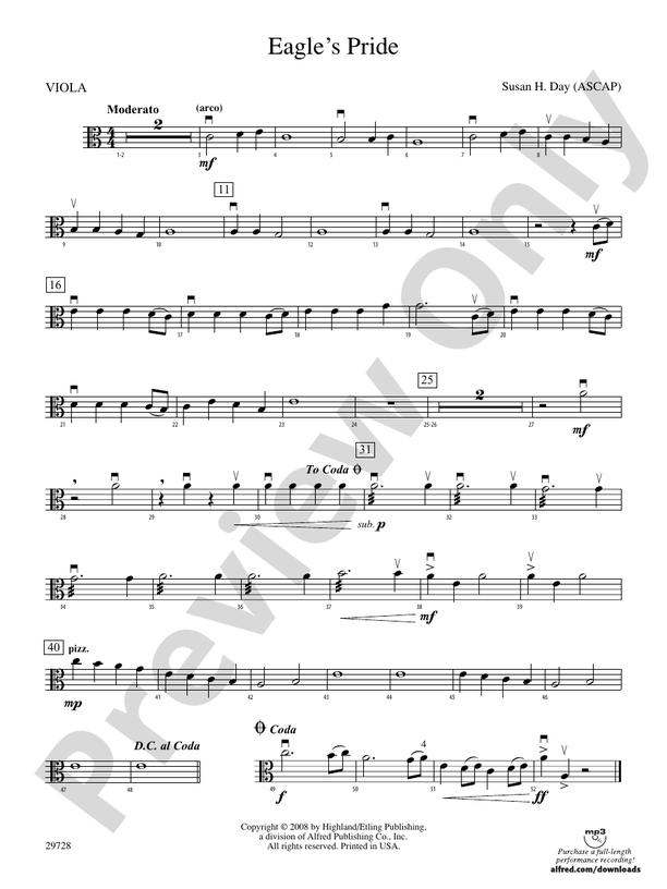 Eagle's Pride: Viola: Viola Part - Digital Sheet Music Download