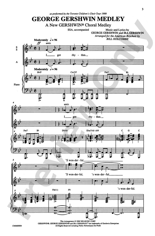 George Gershwin Medley: SSA Choral Octavo: George Gershwin - Digital ...