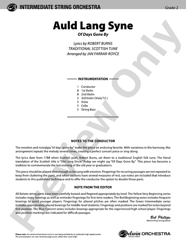 Auld Lang Syne: Score: String Orchestra Score - Digital Sheet Music Download