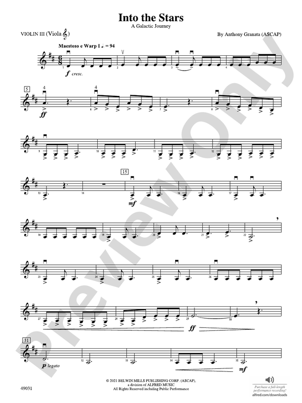 Into the Stars: 3rd Violin (Viola [TC]): 3rd Violin (Viola [TC]) Part ...