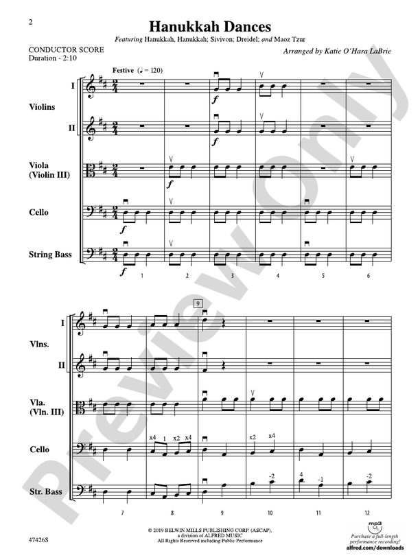 Hanukkah Dances Score String Orchestra Score Digital Sheet Music