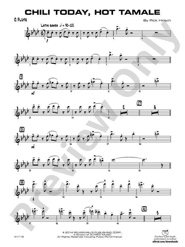 Chili Today, Hot Tamale: Flute: Flute Part - Digital Sheet Music Download