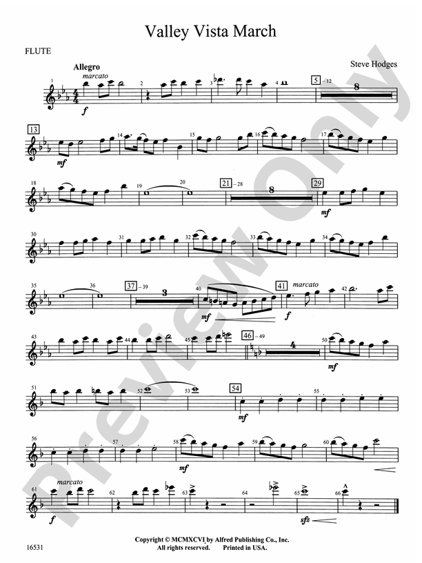 Valley Vista March: Flute: Flute Part - Digital Sheet Music Download