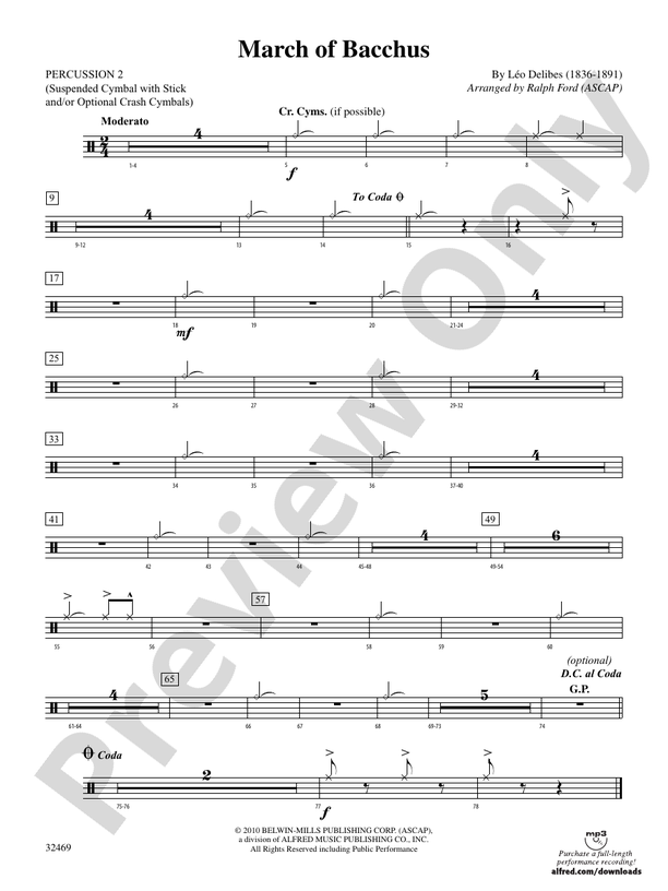 March of Bacchus: 2nd Percussion: 2nd Percussion Part - Digital Sheet ...