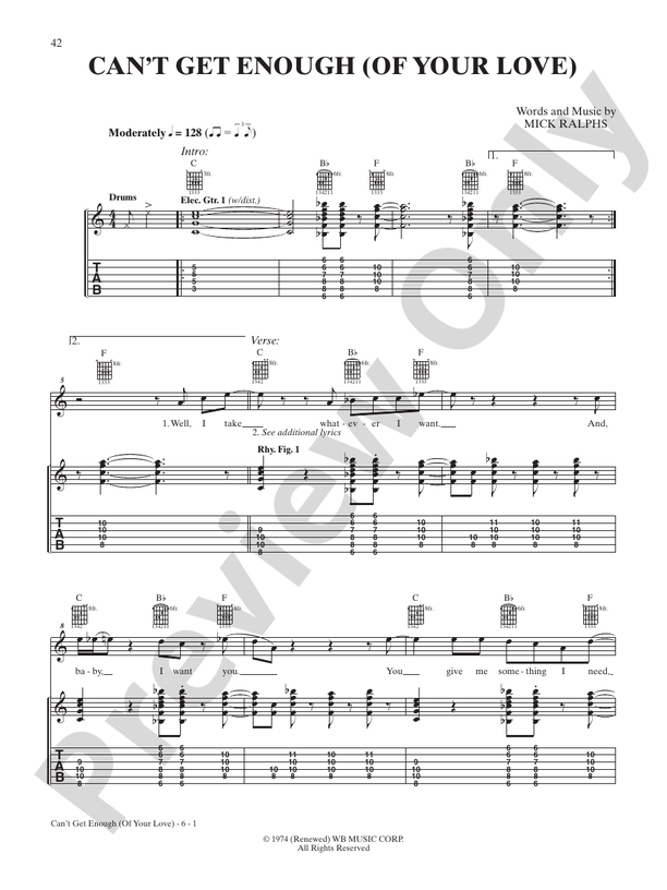 Cant Get Enough Of Your Love Guitar Bad Company Digital Sheet