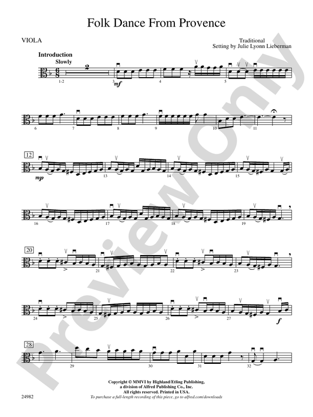 Folk Dance from Provence: Viola: Viola Part - Digital Sheet Music Download