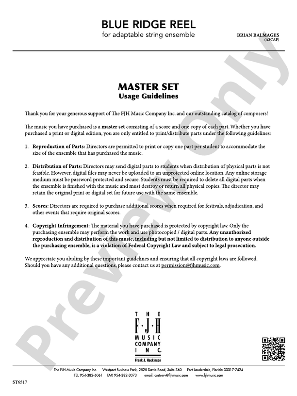 Blue Ridge Reel: Usage Guidelines: Usage Guidelines Part: Brian ...