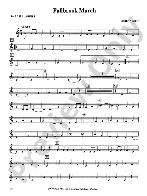 Fallbrook March: B-flat Bass Clarinet: B-flat Bass Clarinet Part ...
