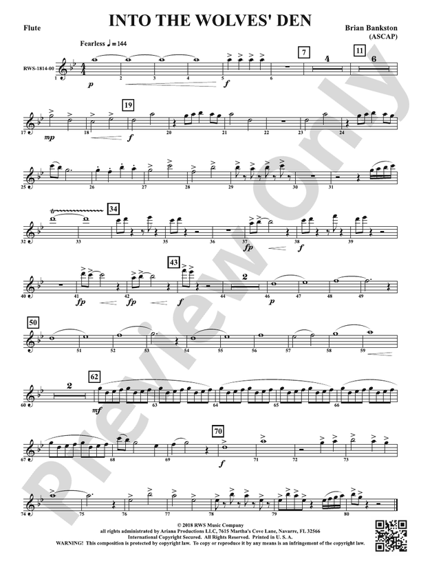Into the Wolves' Den: 1st Flute: 1st Flute Part: Brian Bankston ...