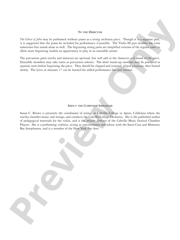 The Ghost of John: Score: String Orchestra Score - Digital Sheet Music ...