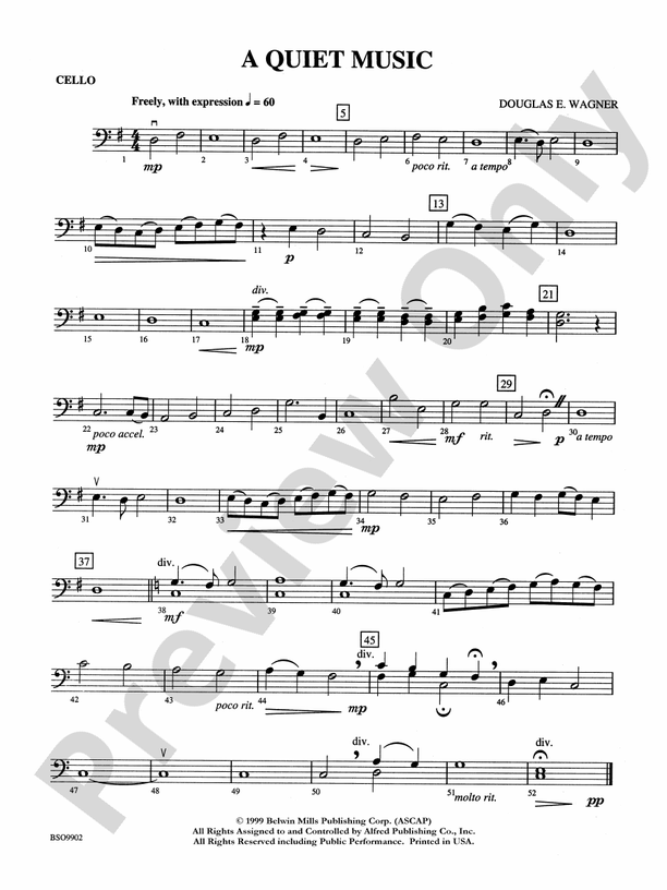 A Quiet Music: Cello: Cello Part - Digital Sheet Music Download