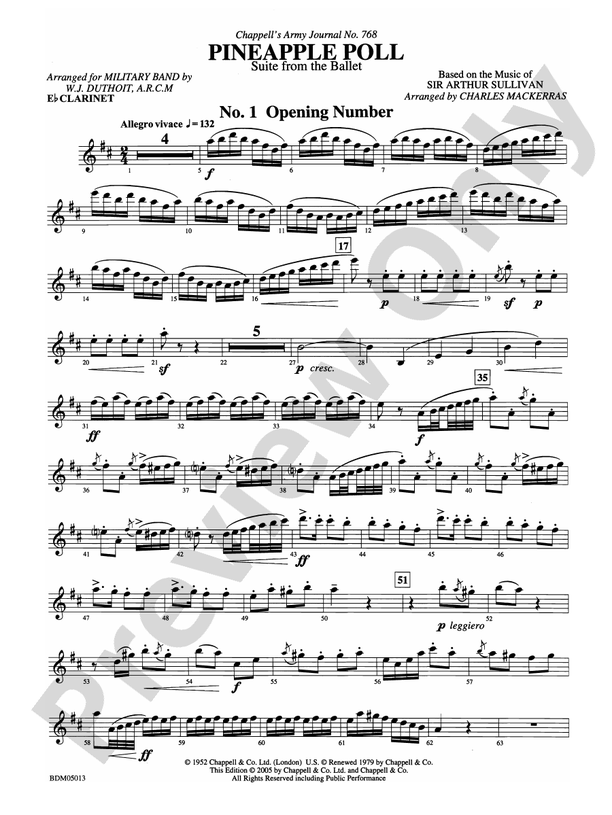Pineapple Poll (Suite from the Ballet): E-flat Soprano Clarinet: E-flat ...