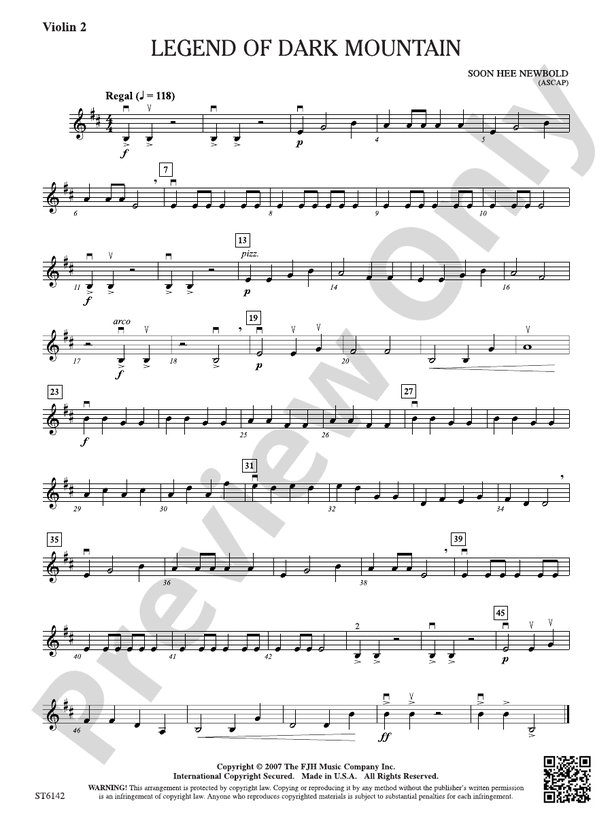 Legend of Dark Mountain: Violin 2: Violin 2 Part: Soon Hee Newbold ...