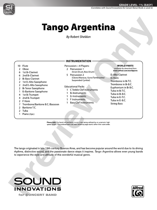 Tango Argentina: Score: Concert Band Score - Digital Sheet Music Download