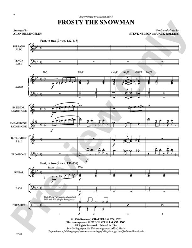 Frosty the Snowman: Score: Choir Score - Digital Sheet Music Download