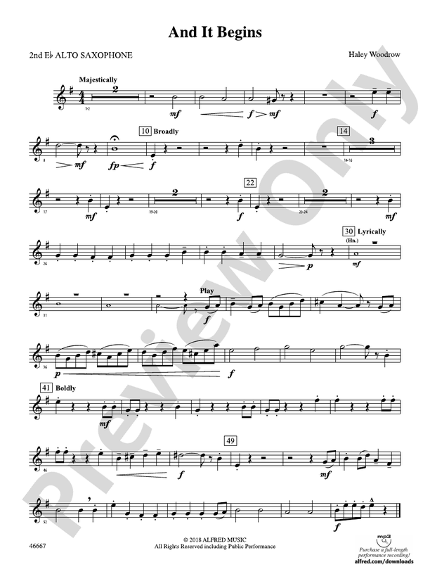 And It Begins: 2nd E-flat Alto Saxophone: 2nd E-flat Alto Saxophone Part - Digital Sheet Music ...