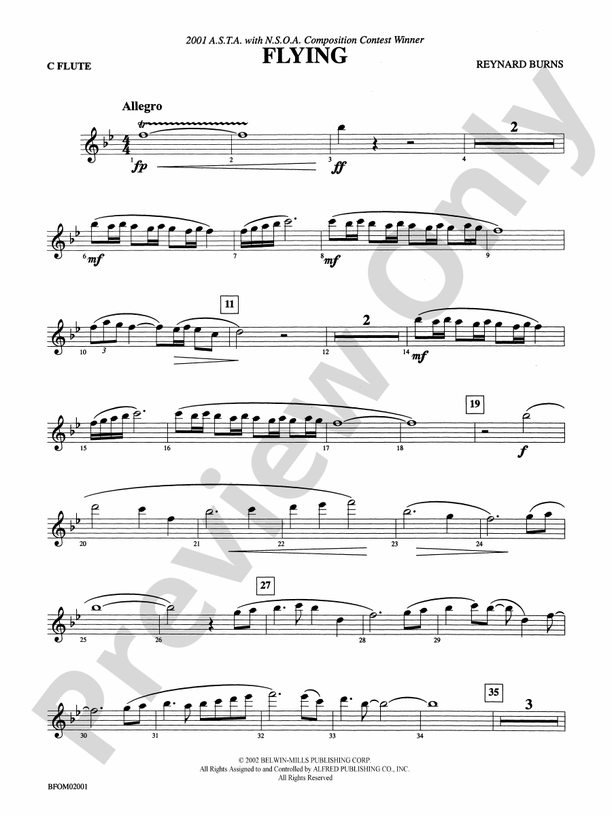 Flying: Flute: Flute Part - Digital Sheet Music Download