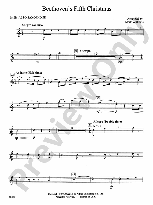 Beethoven's Fifth Christmas: E-flat Alto Saxophone: E-flat Alto Saxophone Part - Digital Sheet ...