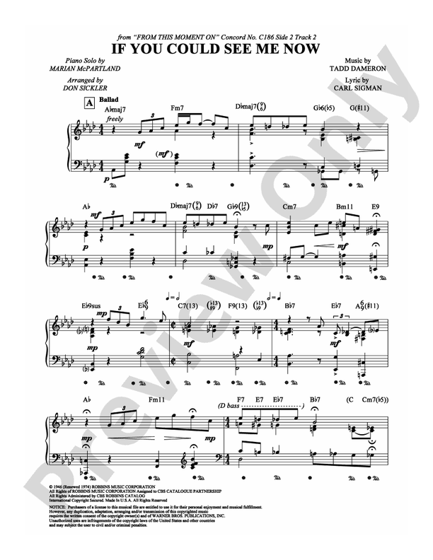 If You Could See Me Now: Piano: Marian McPartland - Digital Sheet Music ...