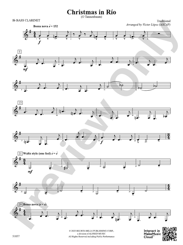 Christmas in Río: B-flat Bass Clarinet: B-flat Bass Clarinet Part ...