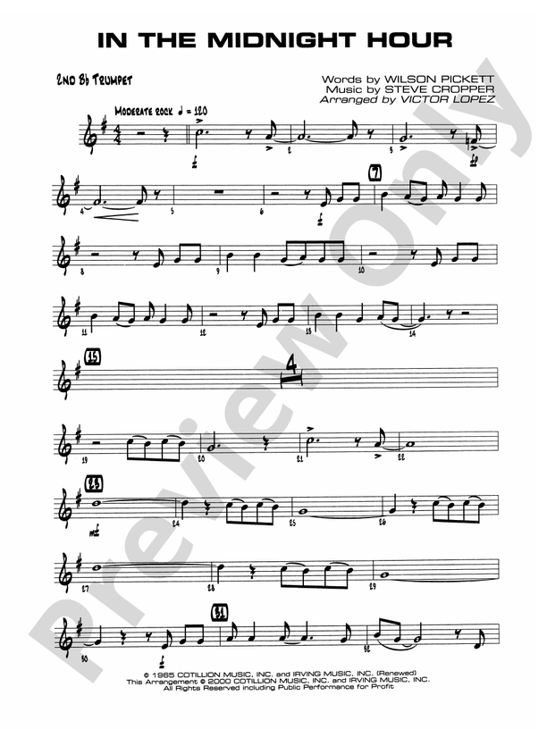 In the Midnight Hour: 2nd B-flat Trumpet: 2nd B-flat Trumpet Part - Digital Sheet Music Download