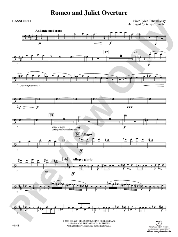 Romeo and Juliet Overture: Bassoon: Bassoon Part - Digital Sheet Music ...