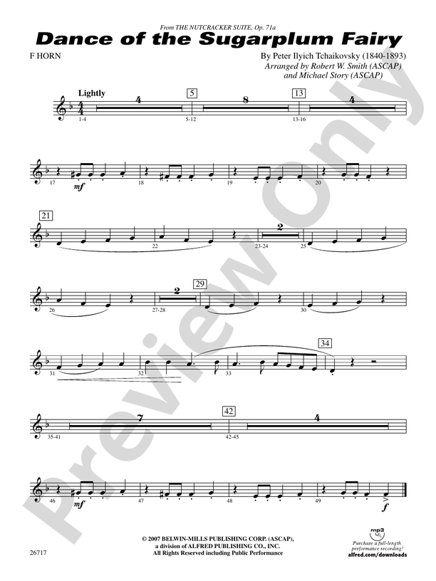 Dance of the Sugar Plum Fairy: 1st F Horn: 1st F Horn Part - Digital ...
