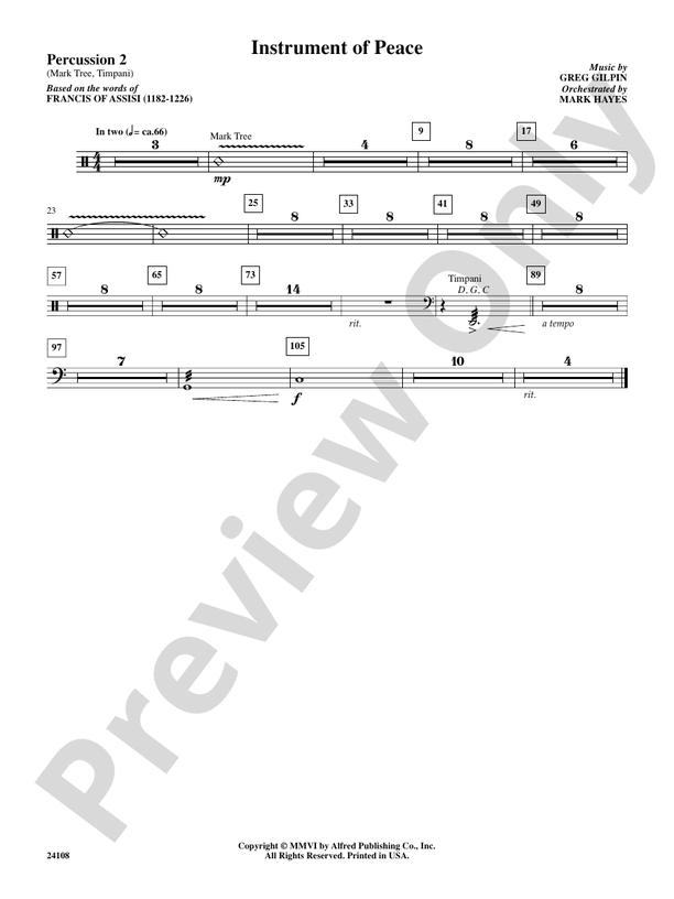 Instrument of Peace: 2nd Percussion: 2nd Percussion Part - Digital ...