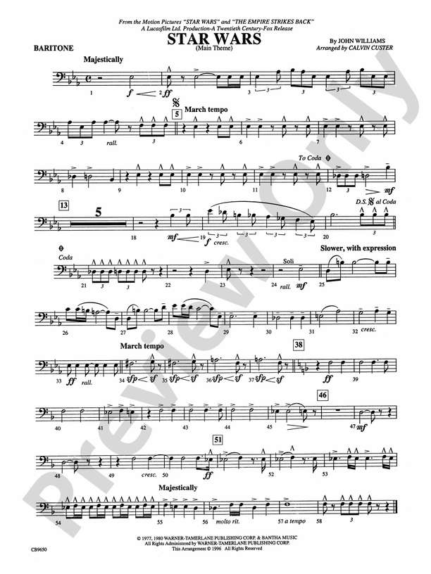 Star Wars® Main Theme: Baritone B.C.: Baritone B.C. Part - Digital ...