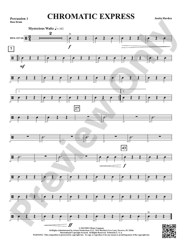 Chromatic Express: 1st Percussion: 1st Percussion Part: Justin Harden - Digital Sheet Music Download
