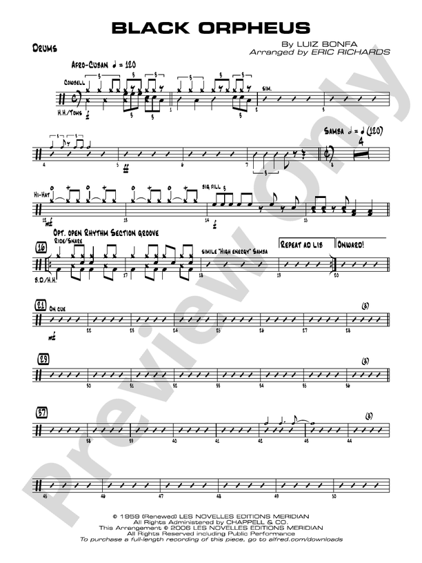 Black Orpheus: Drums: Drums Part - Digital Sheet Music Download