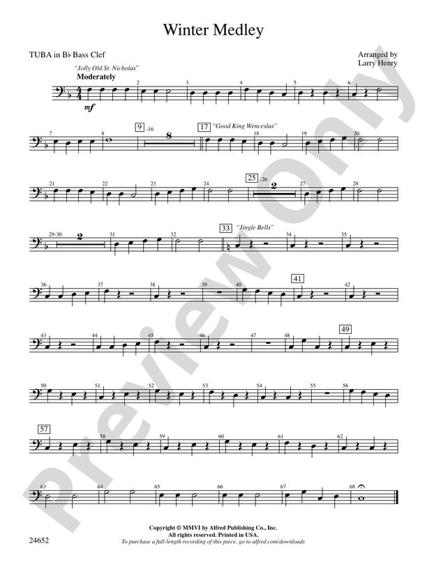 Winter Medley: (wp) B-flat Tuba B.C.: (wp) B-flat Tuba B.C. World Part ...