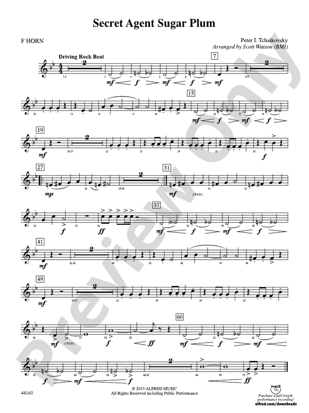 Secret Agent Sugar Plum: 1st F Horn: 1st F Horn Part - Digital Sheet Music Download