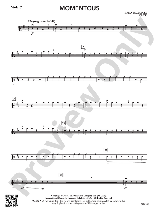 Momentous (for single or multi-level string orchestra): Viola C: Viola ...