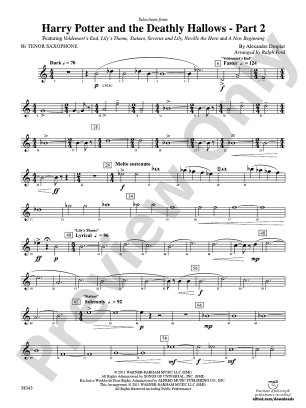 Harry Potter and the Deathly Hallows, Part 2, Selections from: B-flat ...